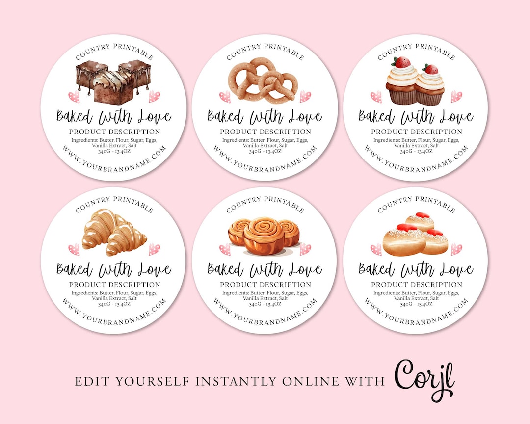 SWEETS Round Editable Product Sticker, BAKING Custom Product Label, 3 ...