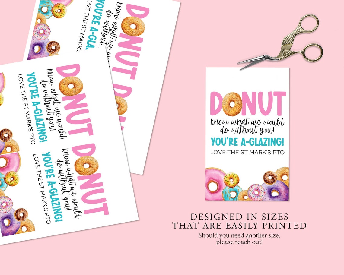 DONUT Appreciation Sign, Teacher Staff Nurse Volunteer Appreciation ...