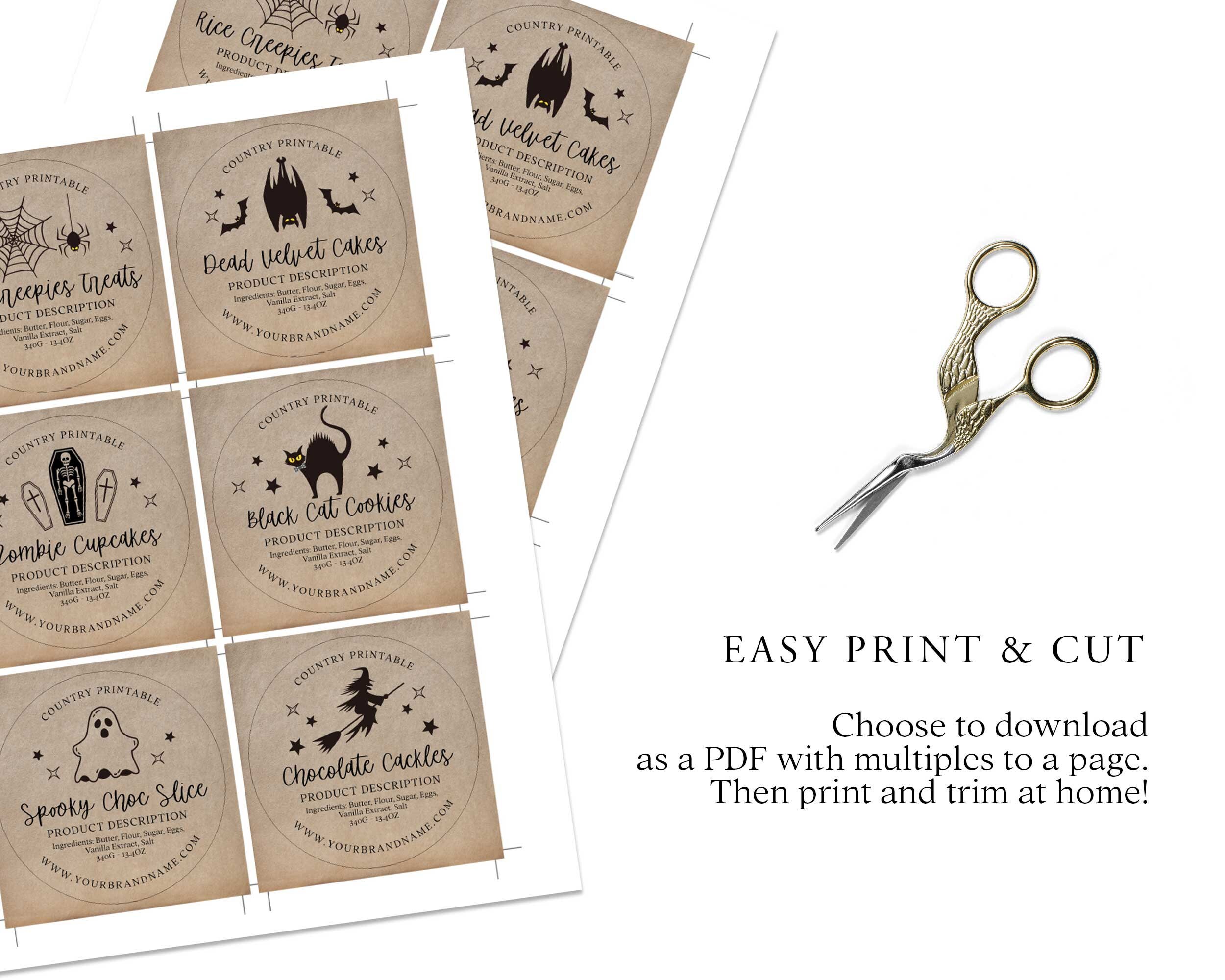 Editable HALLOWEEN Labels, Round Kraft Label, Baking Label Printable ...