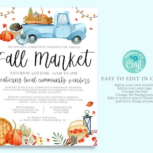 Editable FALL MARKET Flyer Template, DIY Market, Event Poster, Harvest ...