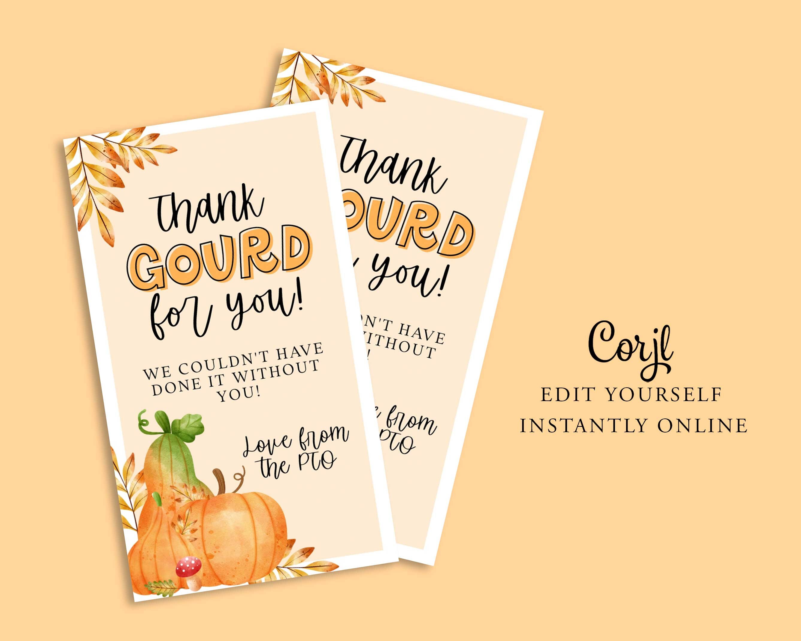 FALL Appreciation Gift Tag, Teacher, Friends, Thanksgiving Pumpkin ...
