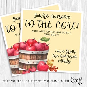 TEACHER Appreciation Gift Tag, Teacher, Friends, Thanksgiving Apple ...