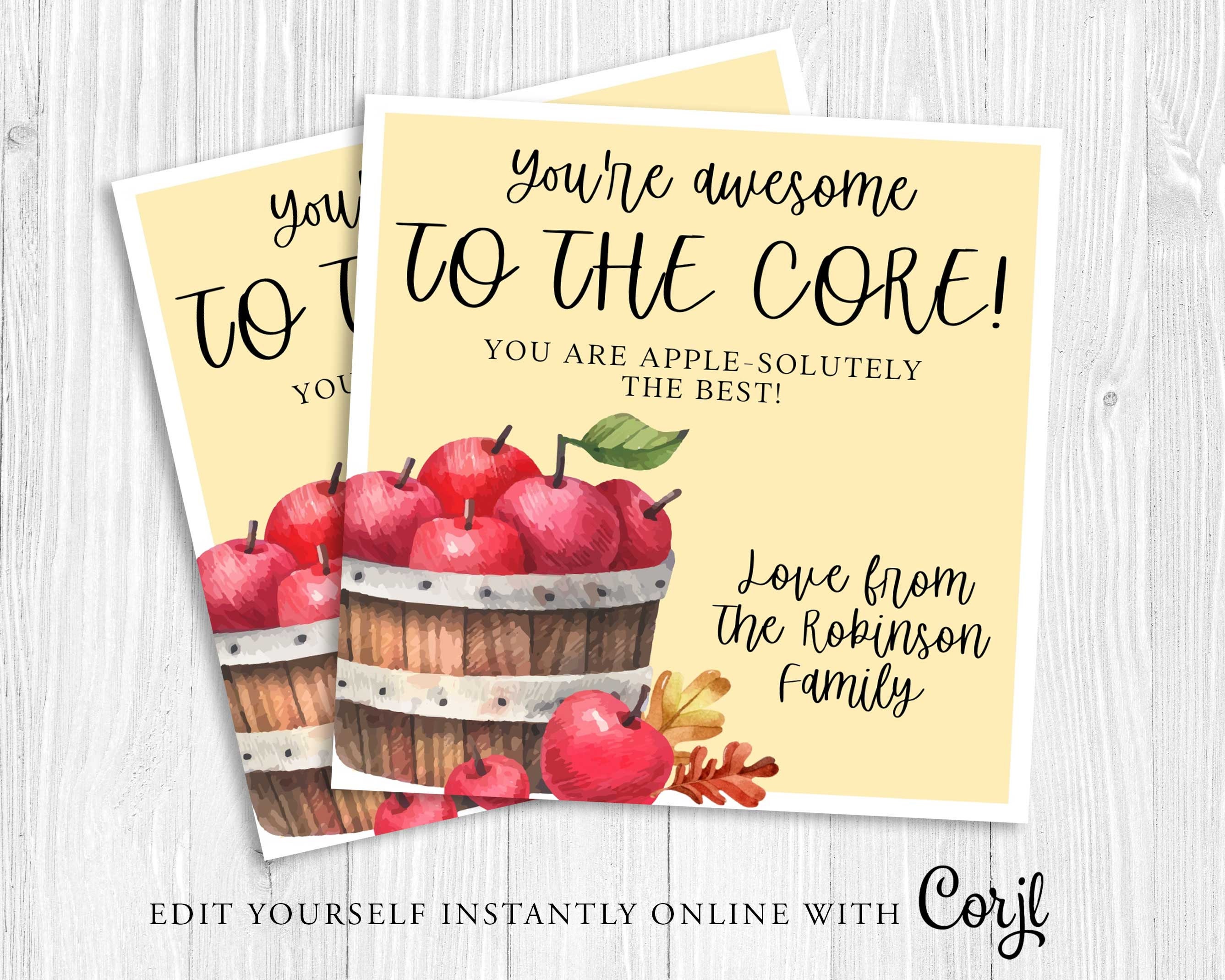 TEACHER Appreciation Gift Tag, Teacher, Friends, Thanksgiving Apple ...