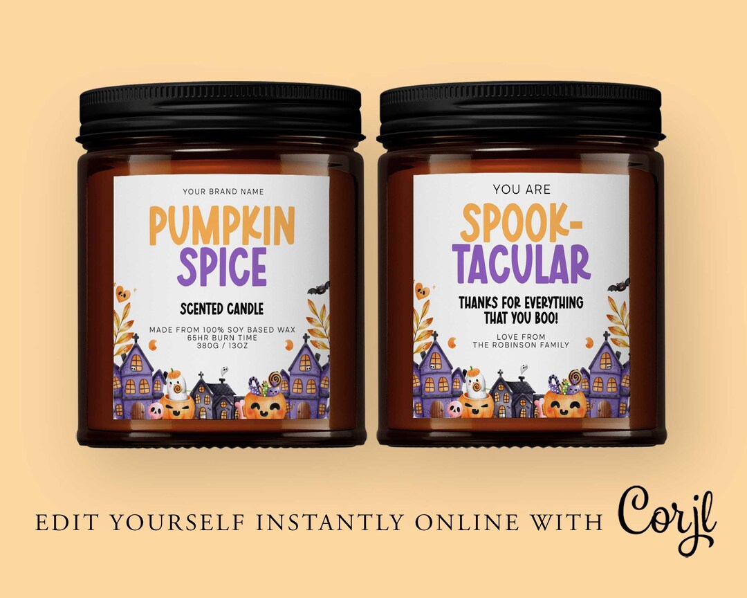 HALLOWEEN Editable Candle Label, Candle Label Design, Gift Label ...