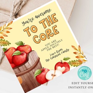 TEACHER Appreciation Gift Tag, Teacher, Friends, Thanksgiving Apple ...