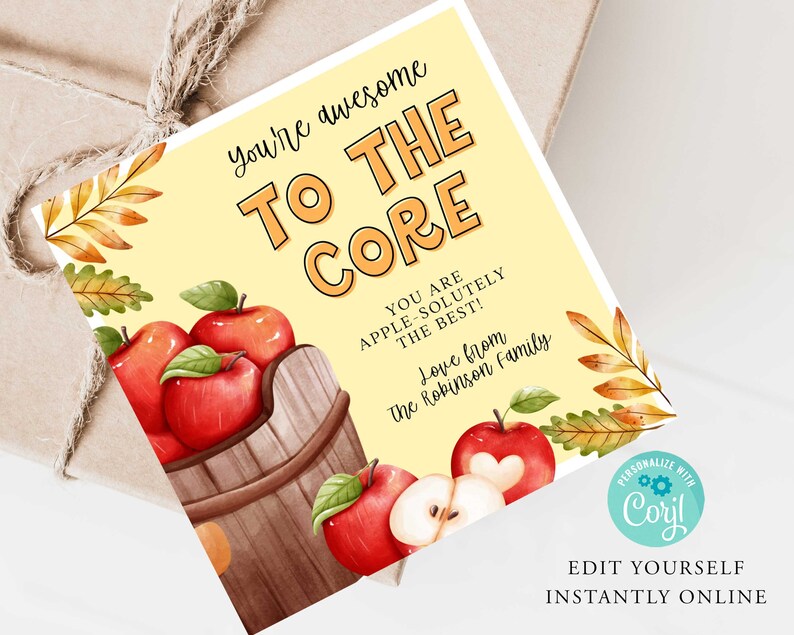 TEACHER Appreciation Gift Tag, Teacher, Friends, Thanksgiving Apple ...