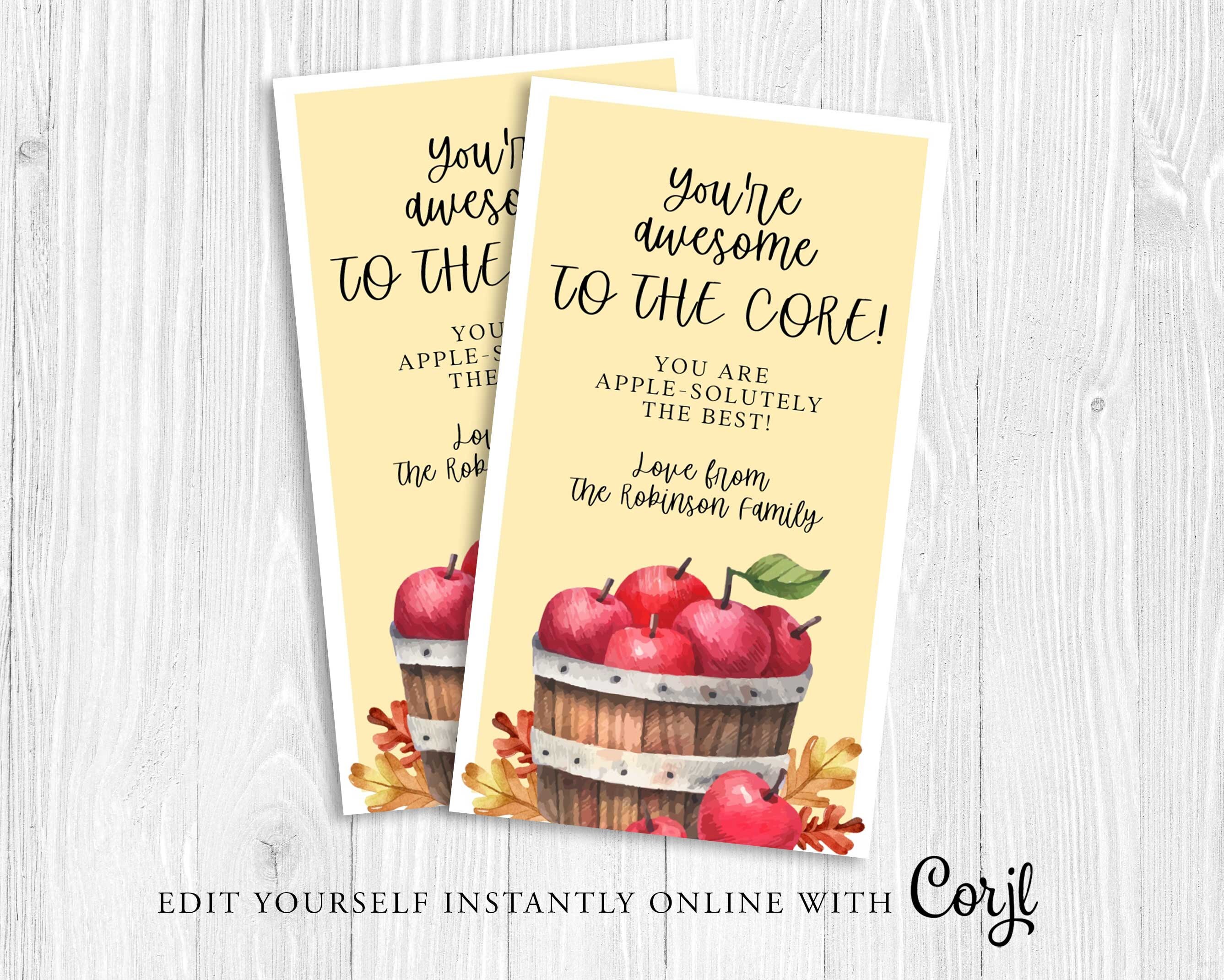 TEACHER Appreciation Gift Tag, Teacher, Friends, Thanksgiving Apple ...