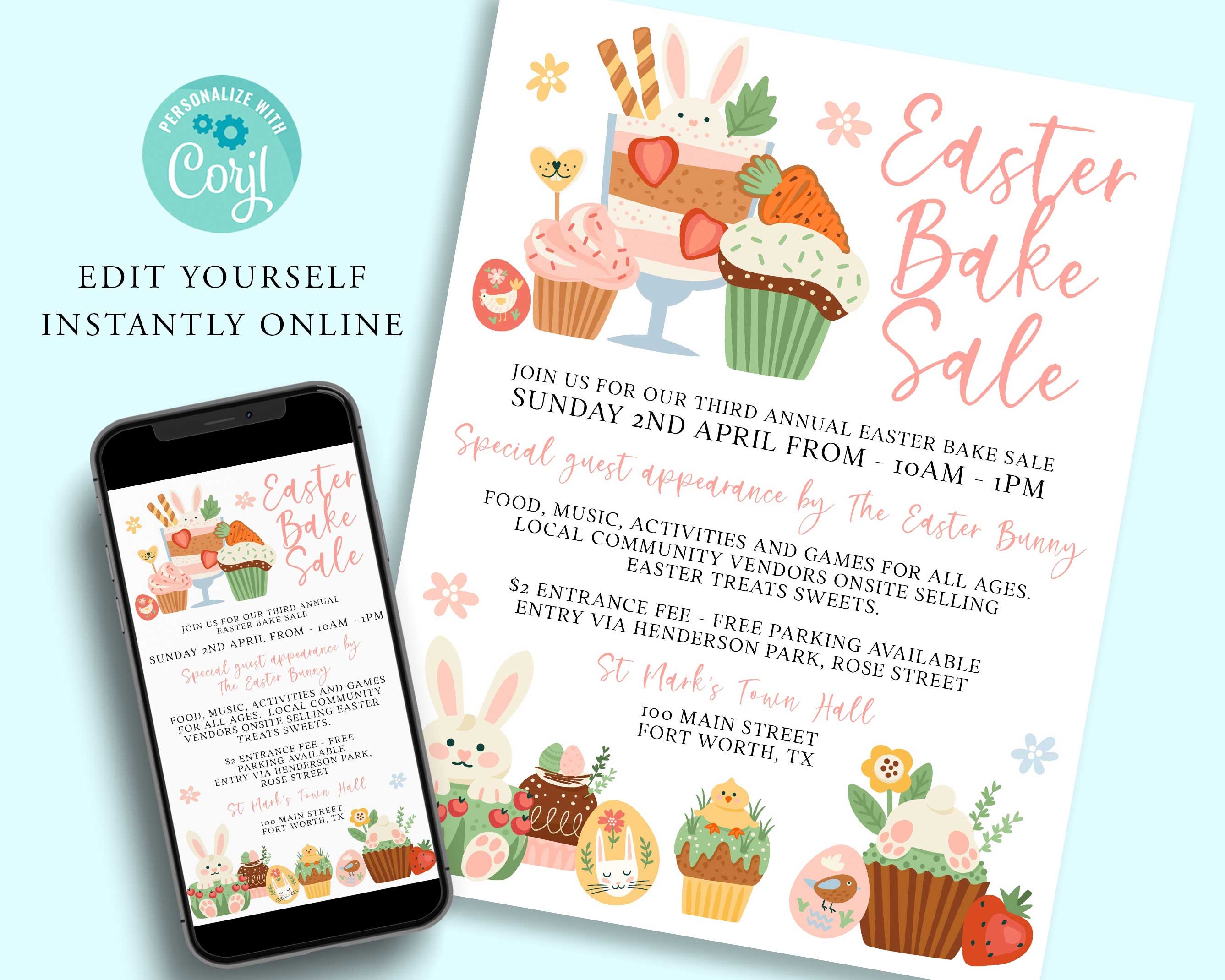 Editable EASTER BAKE SALE Flyer Template Diy Market Sale - Etsy