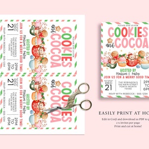 CHRISTMAS Cookies & Cocoa Party Flyer Editable Template, Jingle and ...