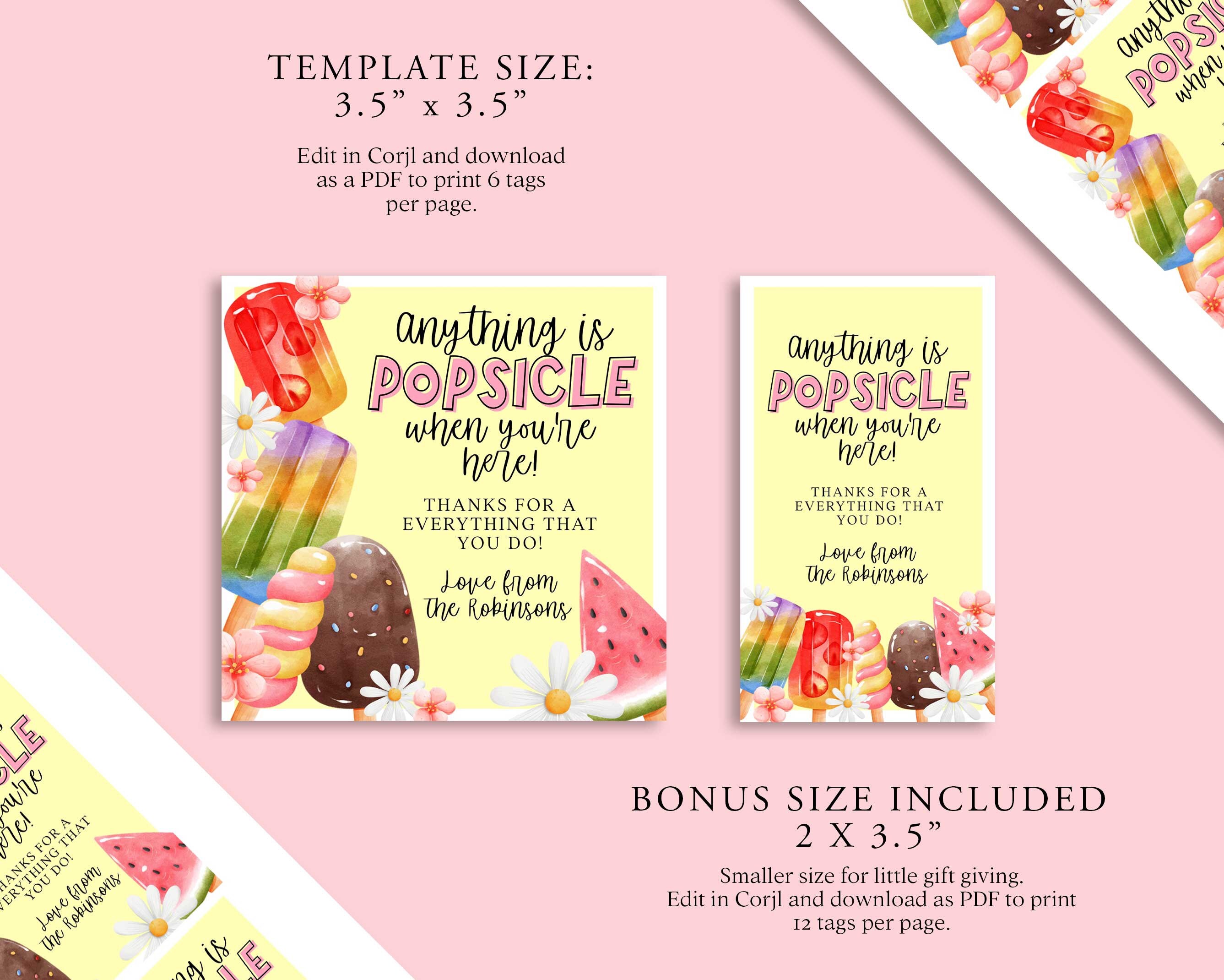 POPSICLE Appreciation Gift Tag, Teacher, Friends, Mothers Day ...