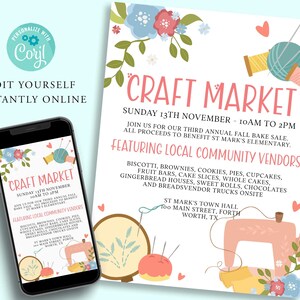 CRAFT MARKET Editable Flyer, DDIY Fundraiser, Community Fair Flyer ...