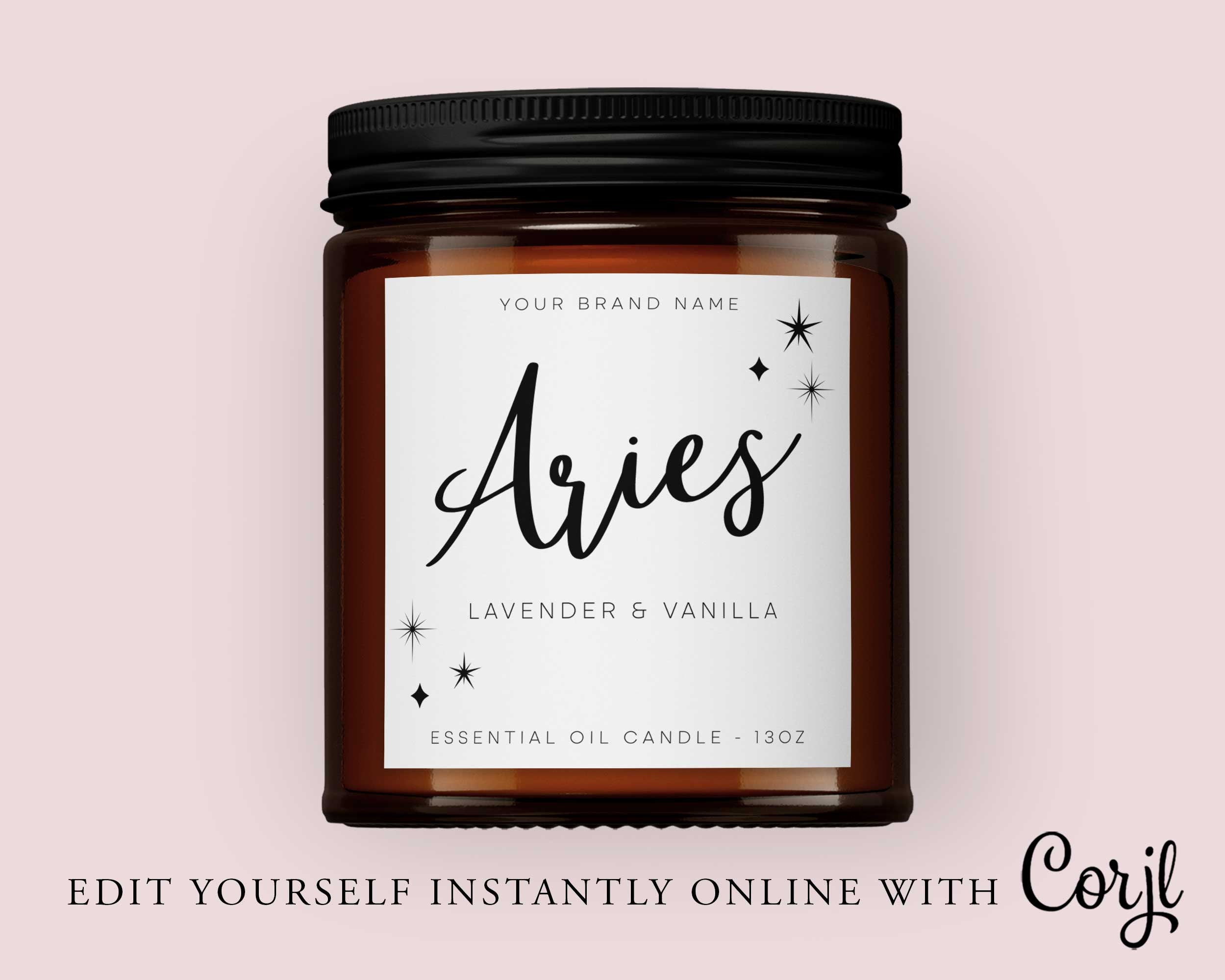 12 X STAR SIGN Editable Candle Label, Zodiac Labels, Zodiac Sign Candle ...