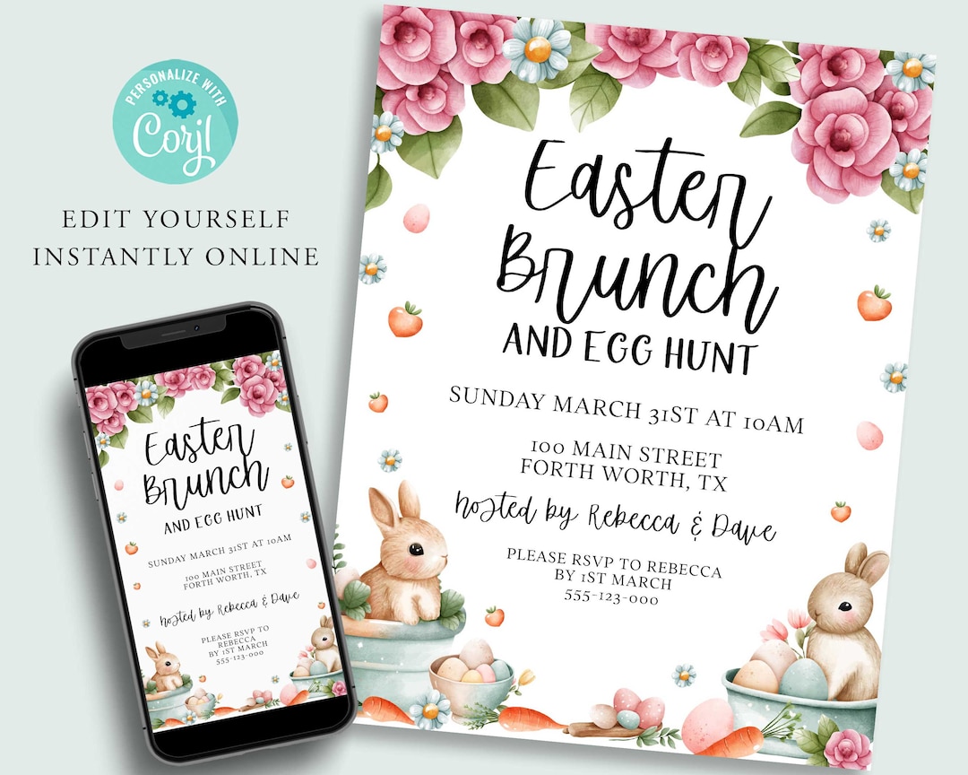 Editable EASTER BRUNCH Flyer Template, SPRING Flyer, Diy Flyer, Custom ...