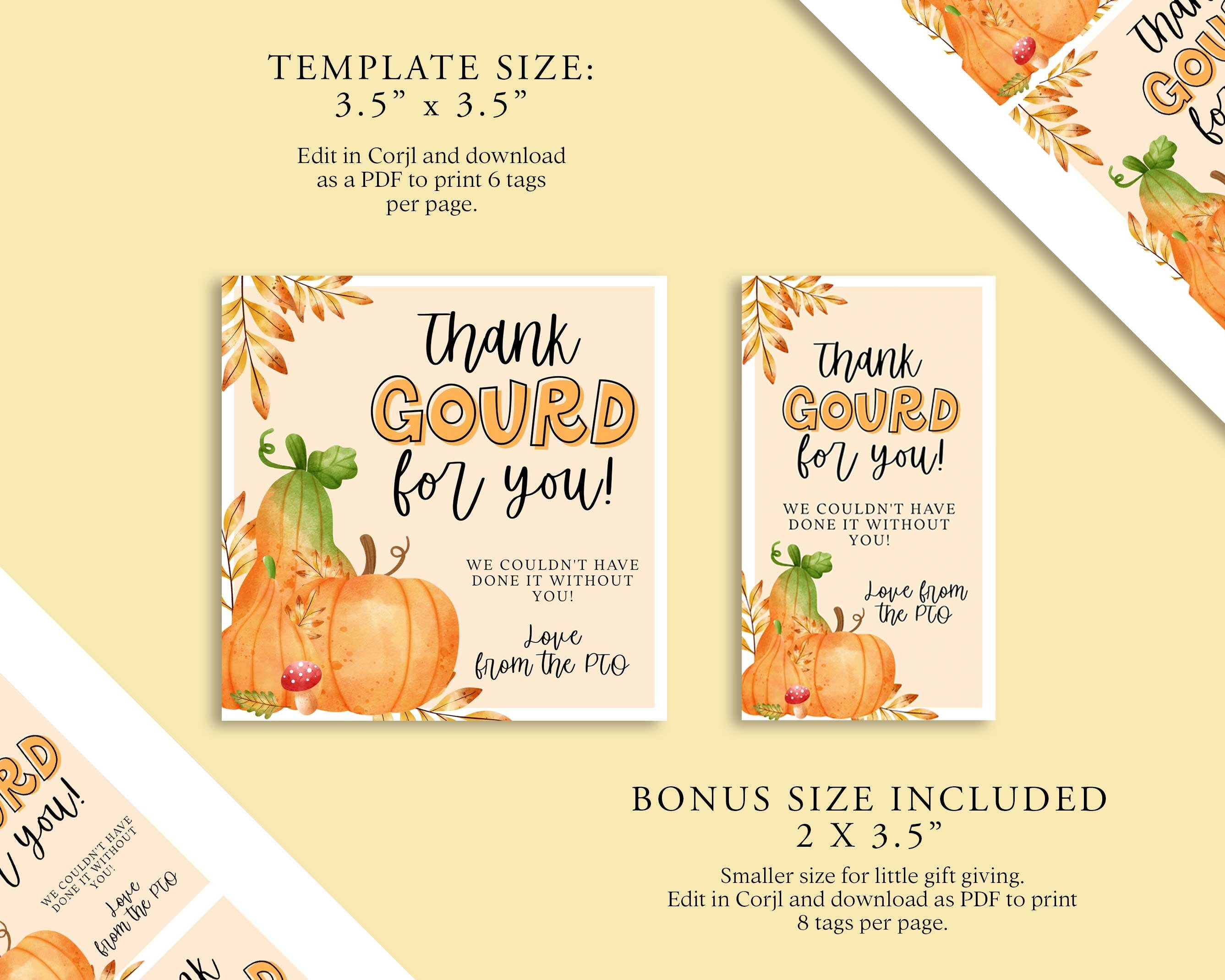 FALL Appreciation Gift Tag, Teacher, Friends, Thanksgiving Pumpkin ...