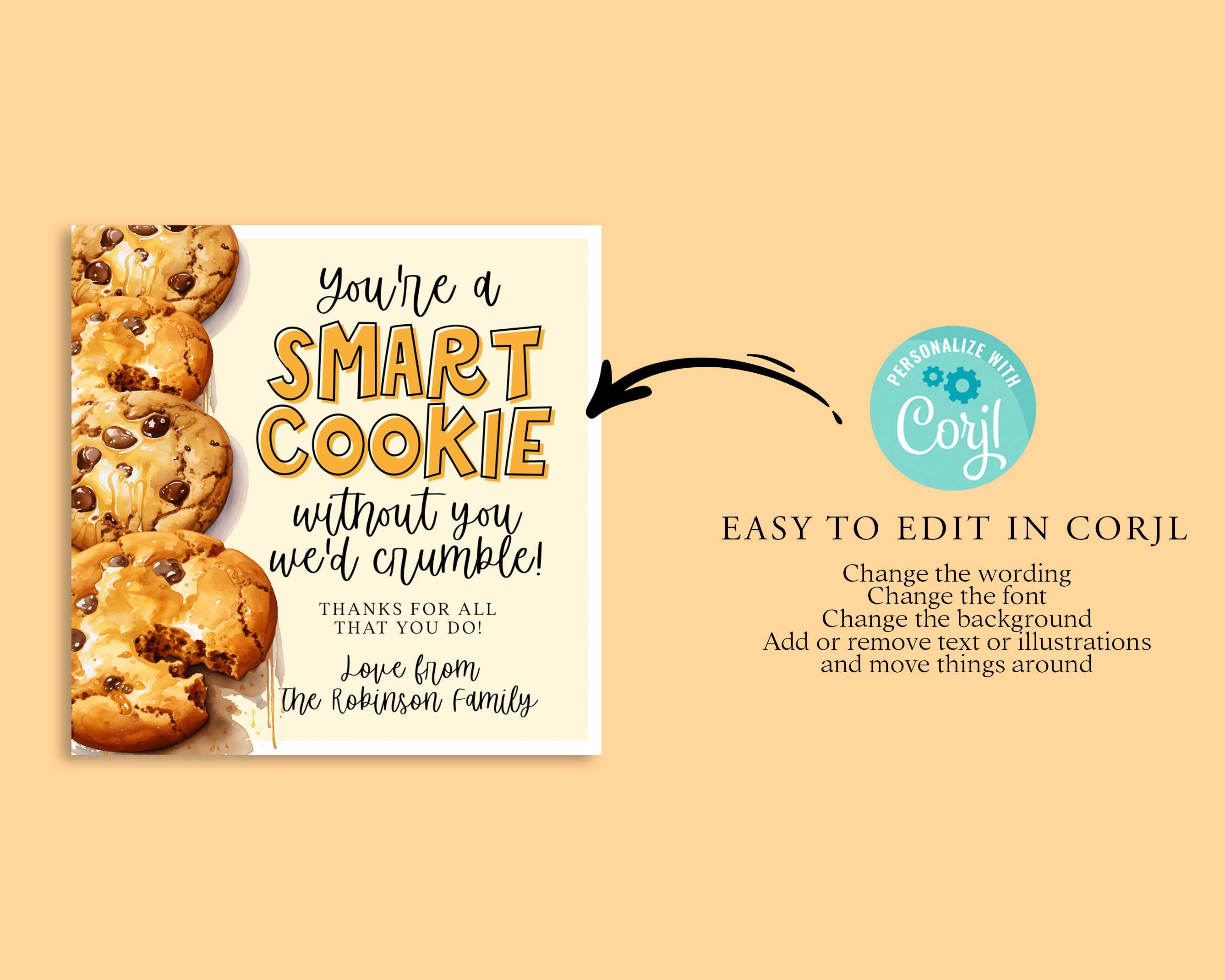 SMART COOKIE Appreciation Gift Tag, Teacher, Friends, Mothers Day ...