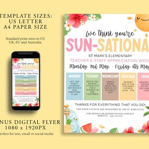Summer TEACHER APPRECIATION Editable Flyer Template, Staff Invite ...
