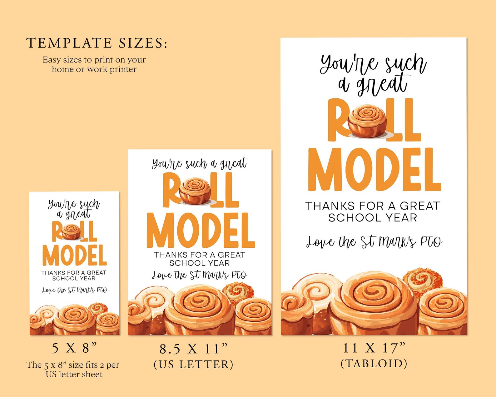 CINNAMON ROLL Appreciation Sign, Teacher Staff Nurse Volunteer ...