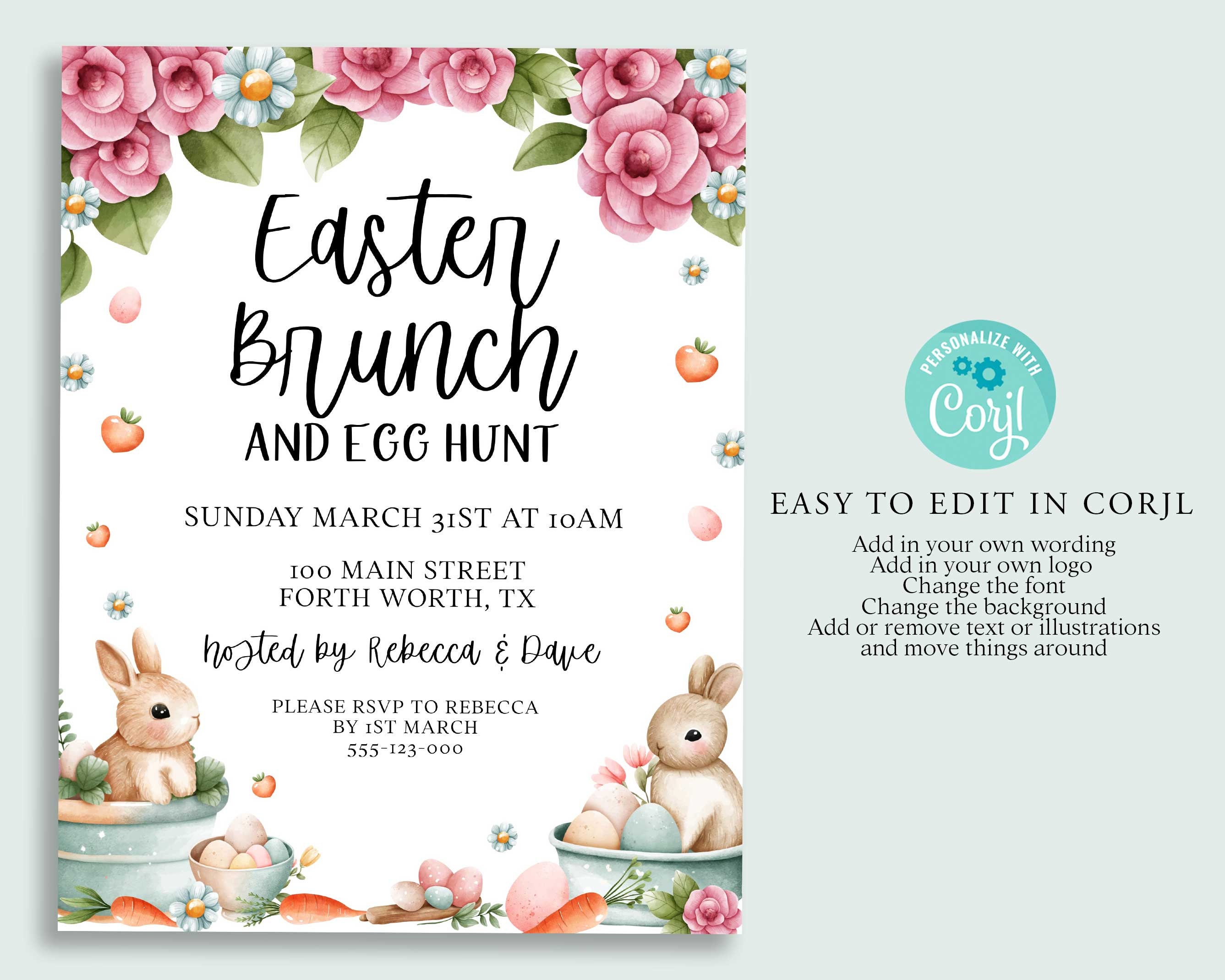 Editable EASTER BRUNCH Flyer Template, SPRING Flyer, Diy Flyer, Custom ...