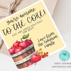 TEACHER Appreciation Gift Tag, Teacher, Friends, Thanksgiving Apple ...