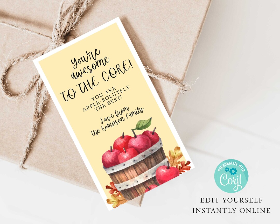 TEACHER Appreciation Gift Tag, Teacher, Friends, Thanksgiving Apple ...