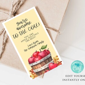 TEACHER Appreciation Gift Tag, Teacher, Friends, Thanksgiving Apple ...