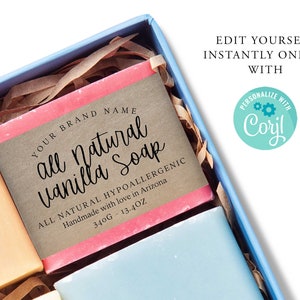 VINTAGE Editable Soap Label, Handmade Custom Soap, DIY Soap Label ...