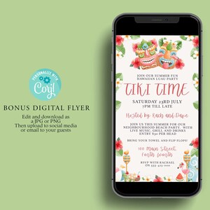 Editable TIKI Party Flyer Template, Diy Barbeque Invite, Summer, Luau ...