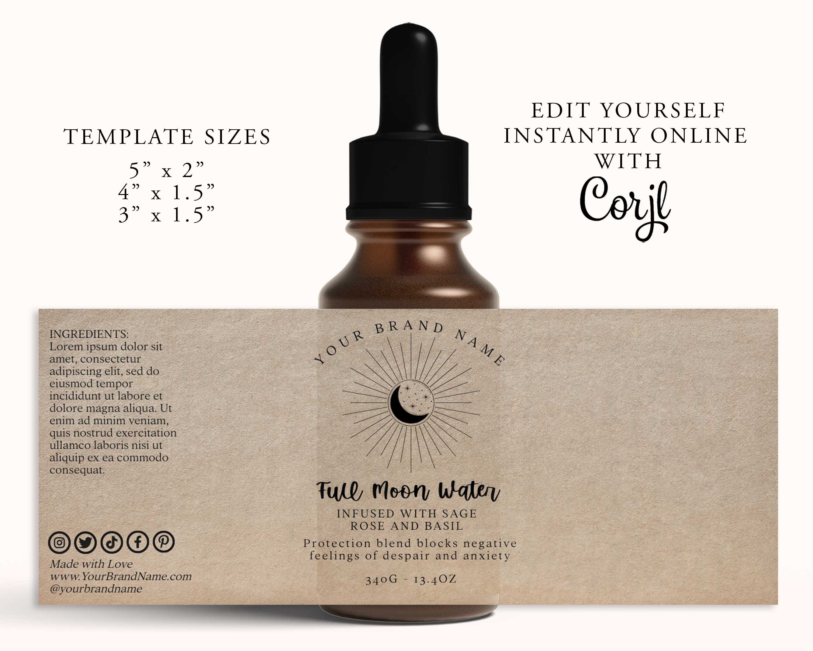 CELESTIAL Dropper Bottle Label, Custom Product Label Diy Essential Oil ...