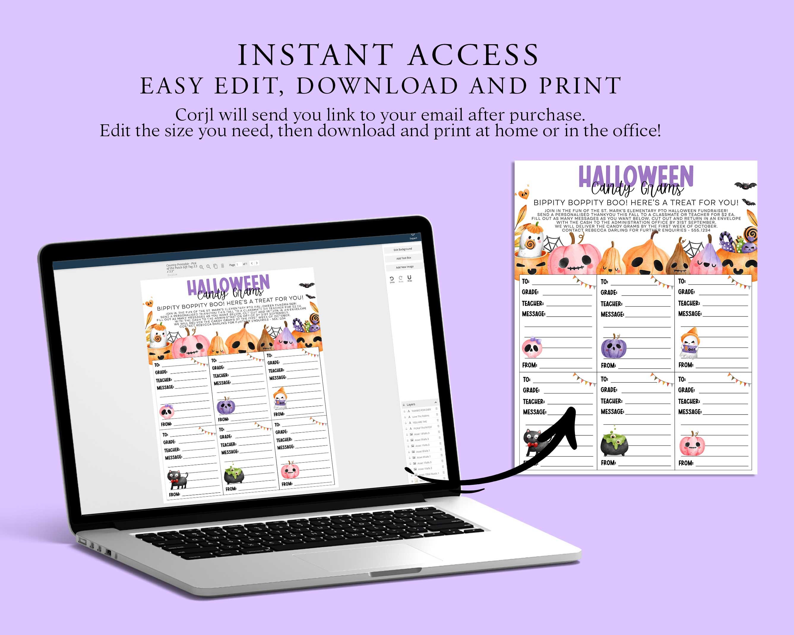 Halloween Candy Gram Editable Template, Boo Grams, School Fundraiser ...