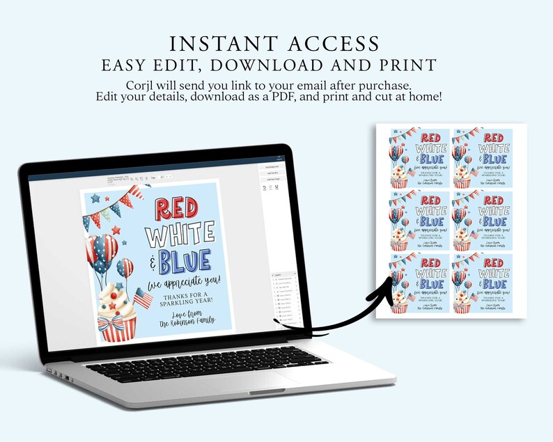 JULY 4TH Party Favor, Appreciation Gift Tag, Teacher, Friends ...