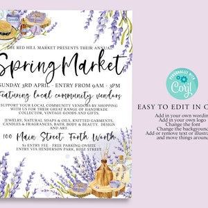 Editable SPRING MARKET Flyer Template, DIY Market Sale, Community Fair ...
