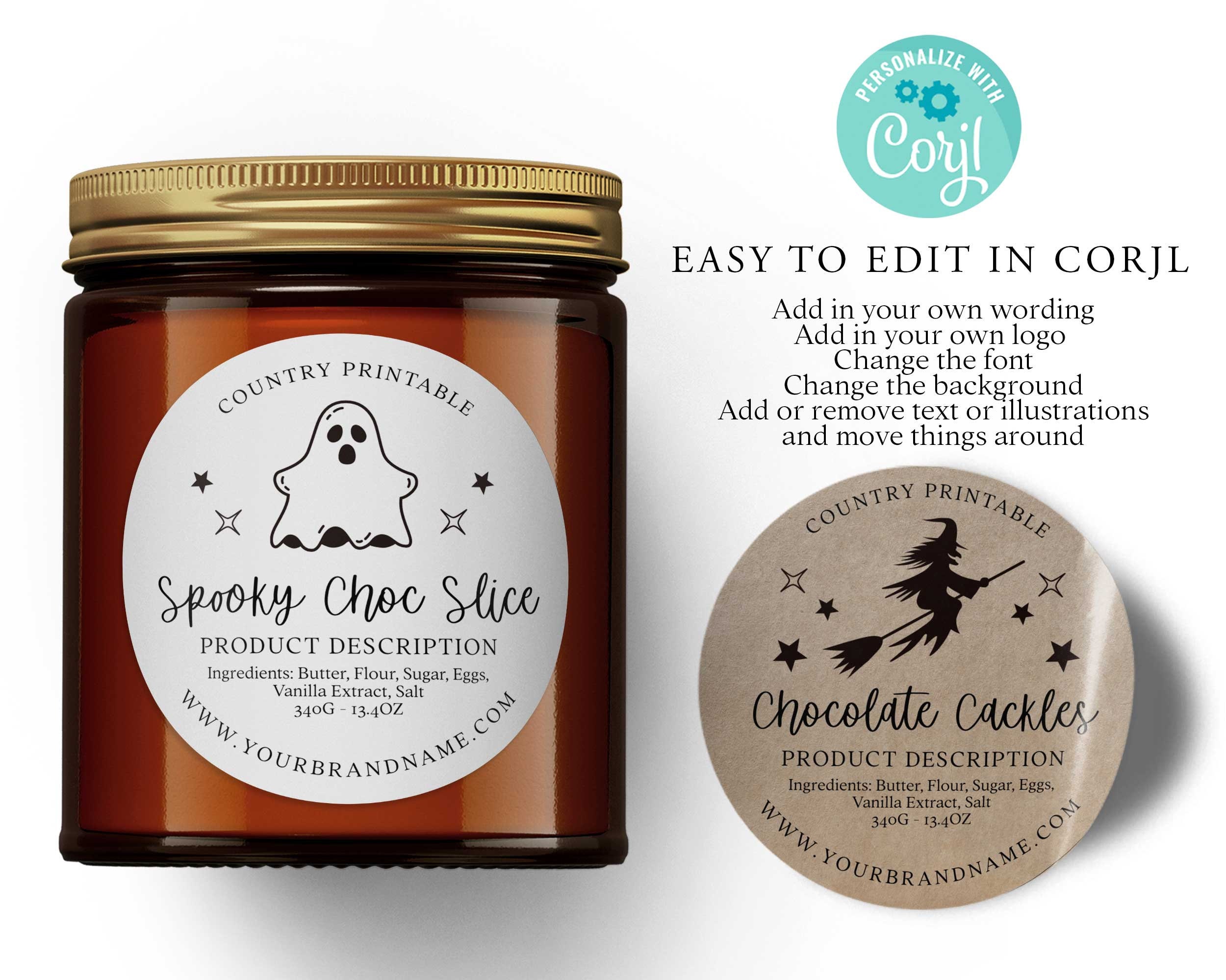Editable HALLOWEEN Labels, Round Kraft Label, Baking Label Printable ...