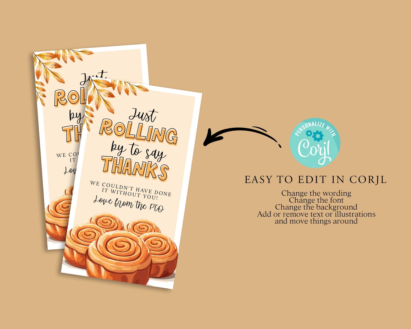 CINNAMON Roll Appreciation Gift Tag, Teacher, Friends, Mothers Day ...