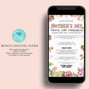 FLOWER SALE Mothers Day Flyer Template, Editable, Fundraiser, PTO ...