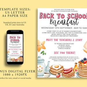 BACK to School Breakfast Flyer, Printable PTA Flyer, School Breakfast ...