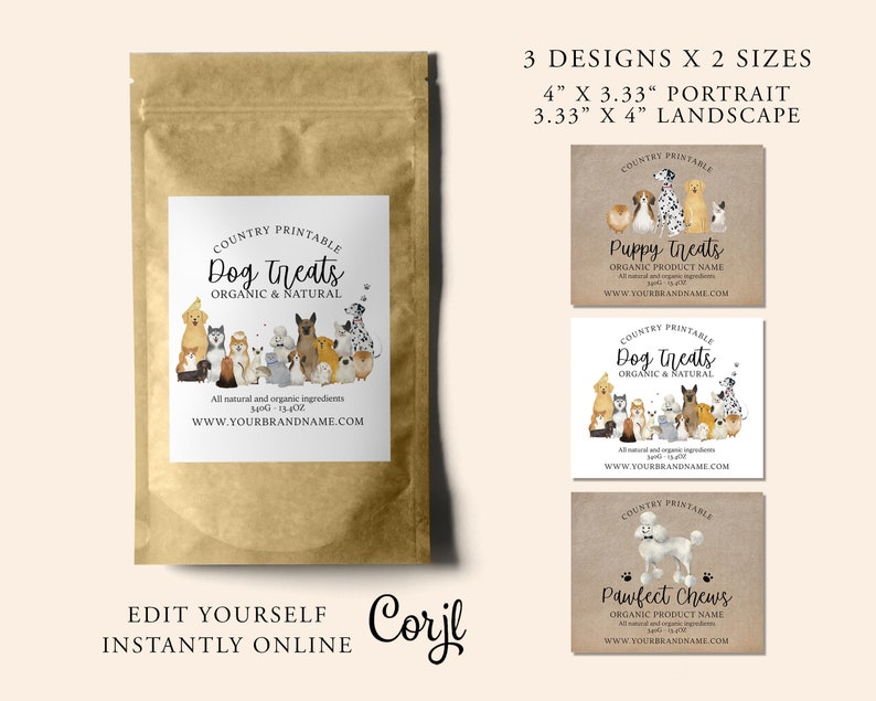 PET FOOD Editable Product Sticker, Treats, Chews, Product Label, Diy ...