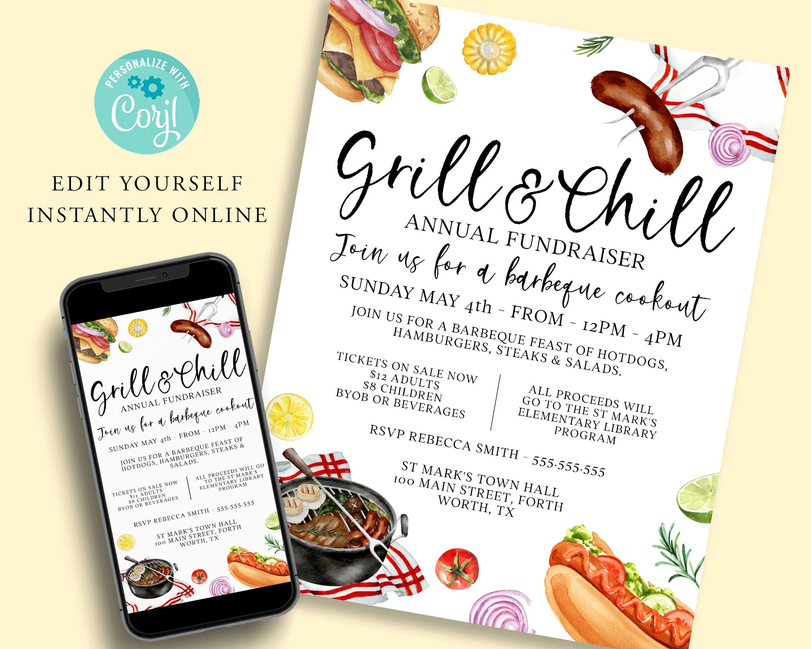Bbq Fundraiser Template For Invitation BBQ Flyer Free 8 Free PDF