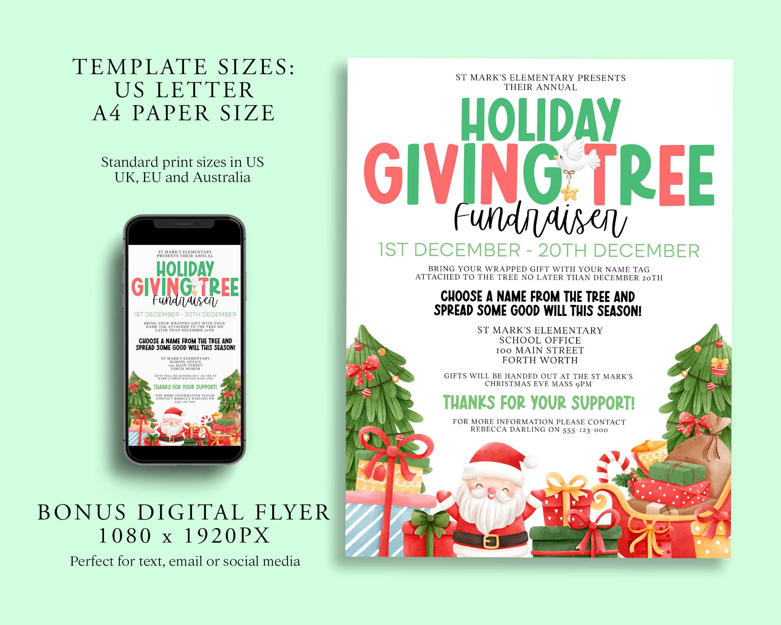 CHRISTMAS Giving Tree Fundraiser Flyer, PTA Pto, School Teacher ...