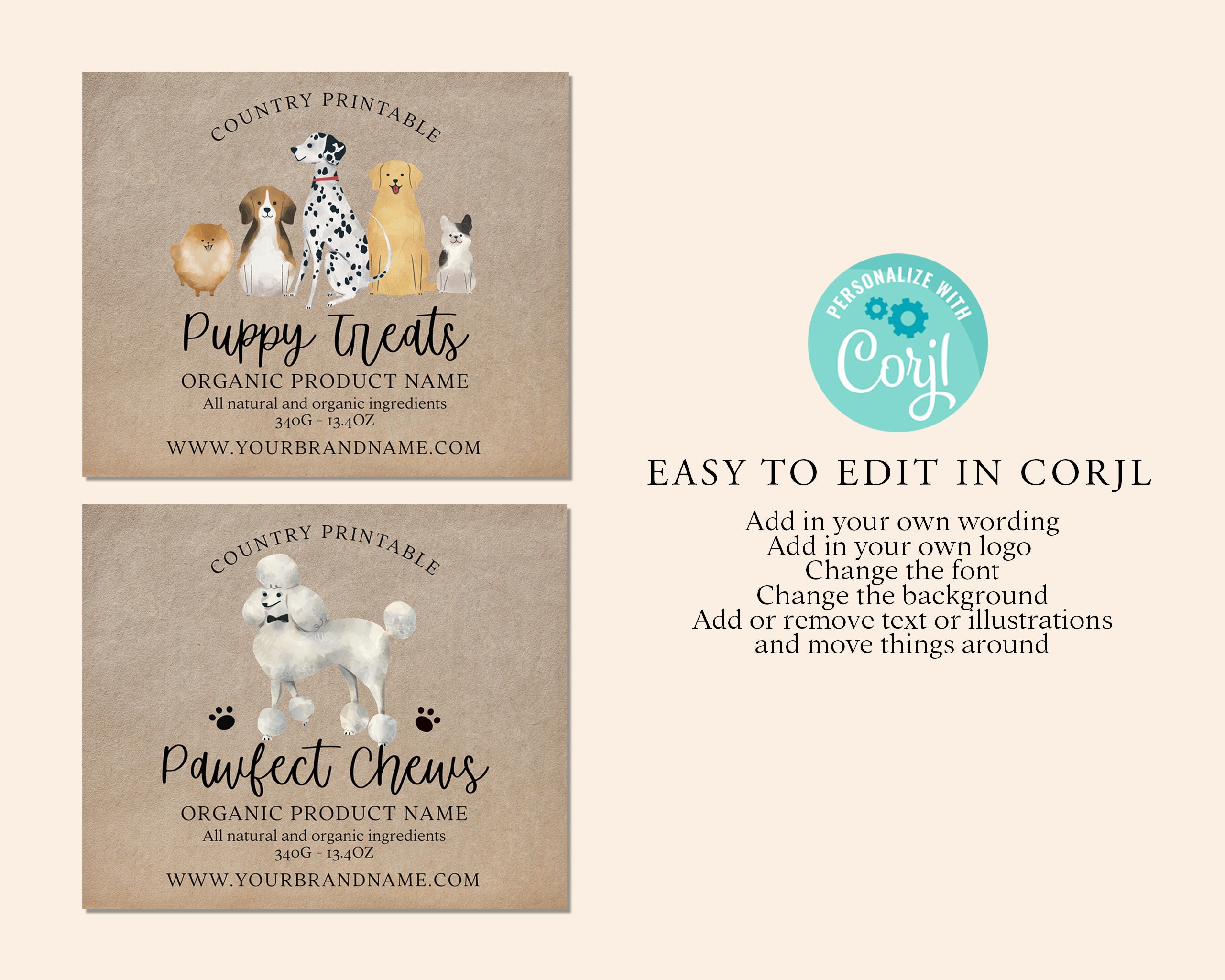 PET FOOD Editable Product Sticker, Treats, Chews, Product Label, Diy ...