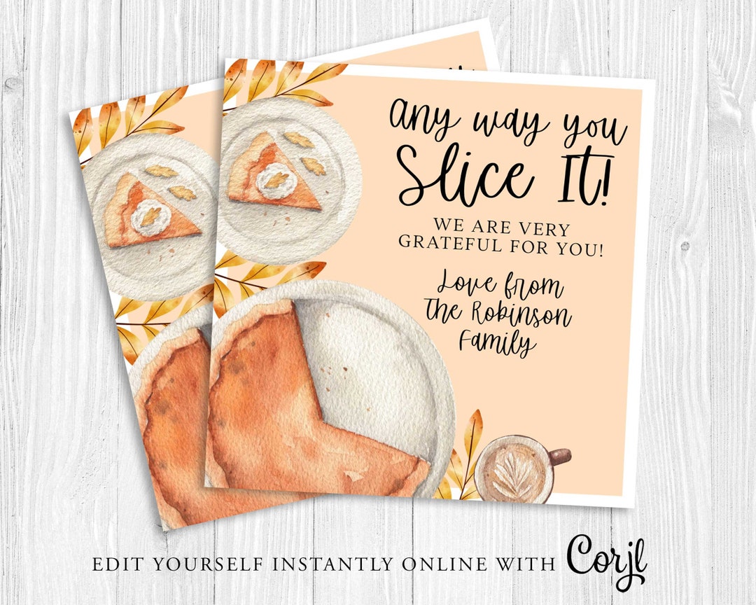 FALL Appreciation Gift Tag, Teacher, Friends, Thanksgiving Pumpkin Pie ...