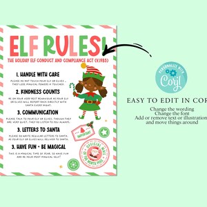 CHRISTMAS ELF Rules Sign, Christmas Elf Activities, DIY, Santa's ...