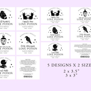 LOVE POTION Editable Candle Label, Mystic Candle Label Design ...
