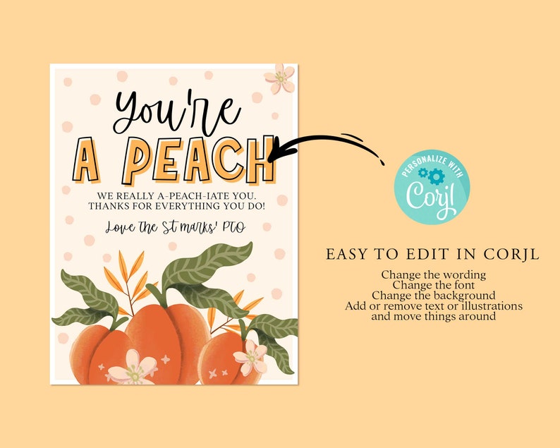 PEACH Appreciation Sign, Teacher Staff Nurse Volunteer Appreciation ...