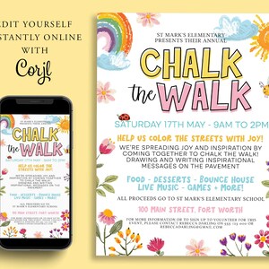 CHALK the WALK Flyer, Printable PTA Flyer, School Breakfast Parent ...