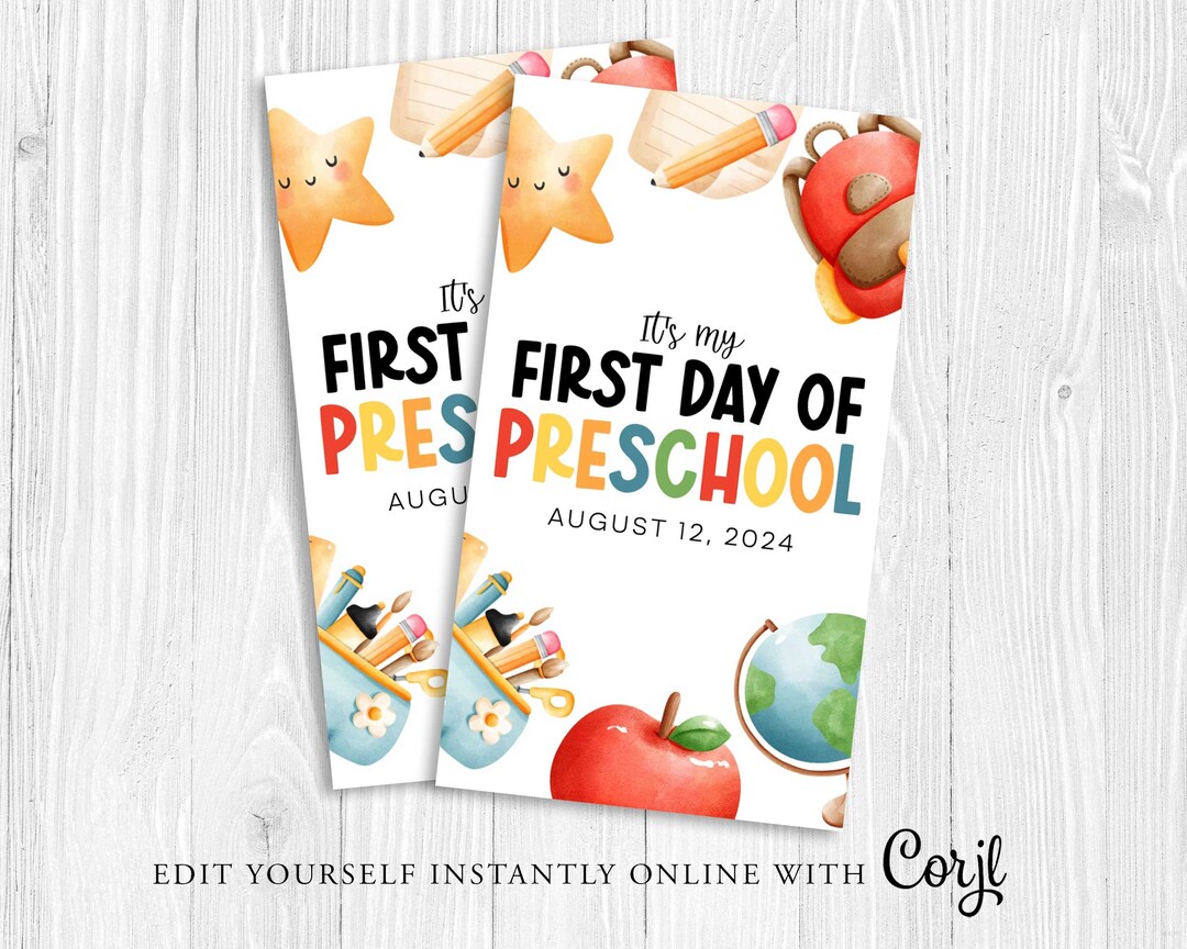 FIRST DAY of PRESCHOOL Gift Tag, First Day of School, Back to School ...