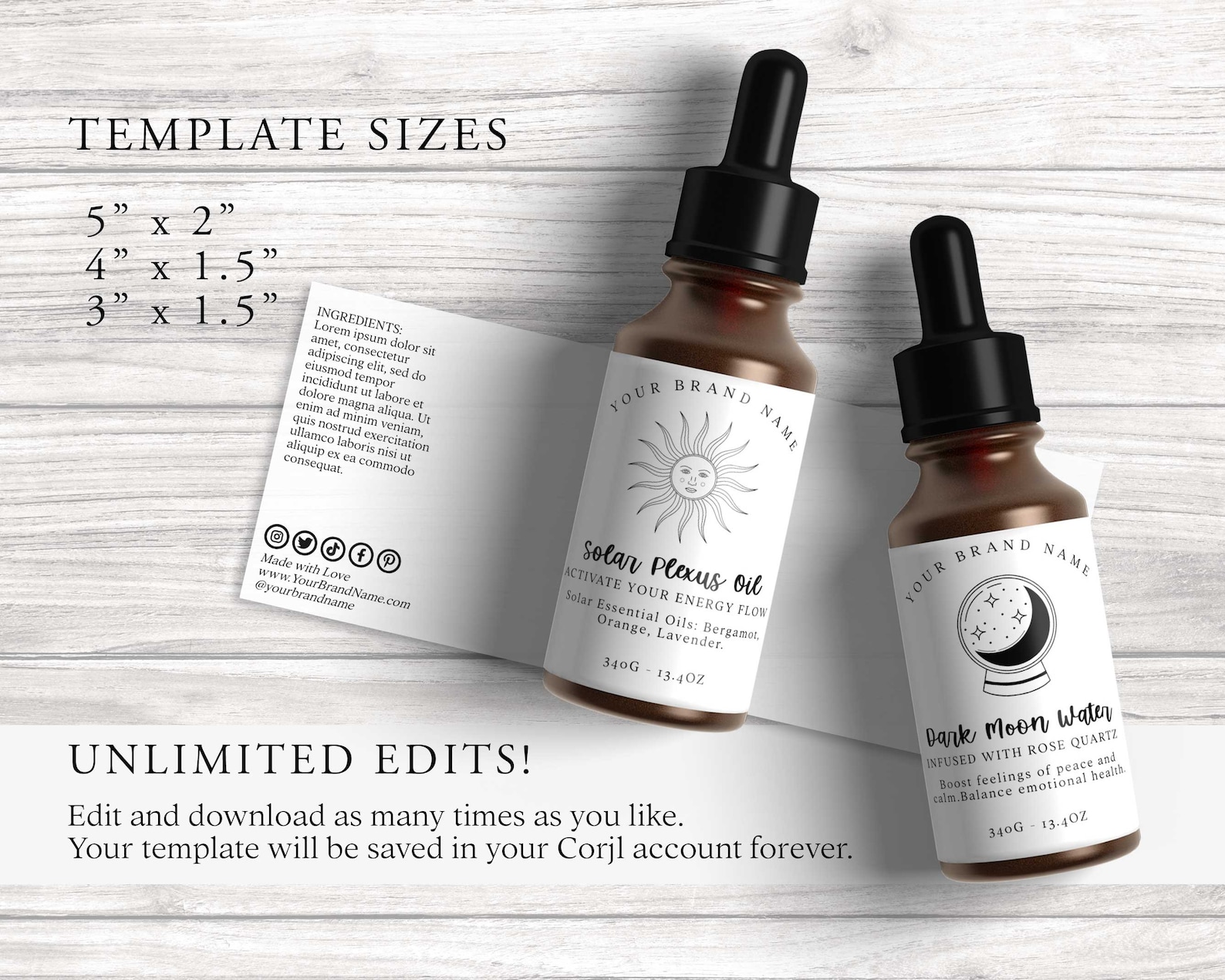 CELESTIAL Dropper Bottle Label, Custom Product Label Diy Essential Oil ...