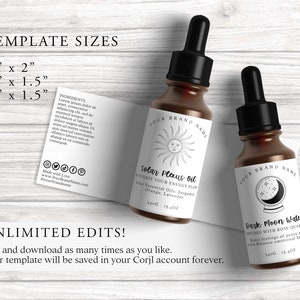 CELESTIAL Dropper Bottle Label, Custom Product Label Diy Essential Oil ...