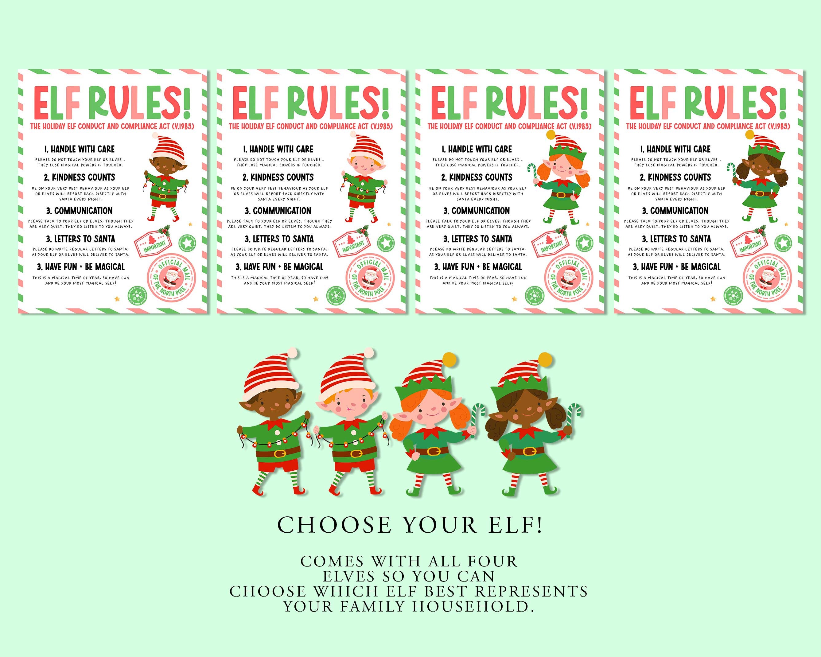 CHRISTMAS ELF Rules Sign, Christmas Elf Activities, DIY, Santa's ...