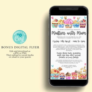 MOTHERS DAY Editable Flyer Template, Bake Sale, Fundraiser, Muffins ...