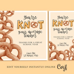 PRETZEL Appreciation Gift Tag, Teacher, Friends, Mothers Day, Valentine ...